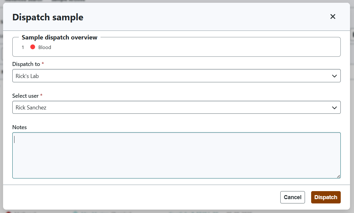 Sample Dispatch – eLabNext